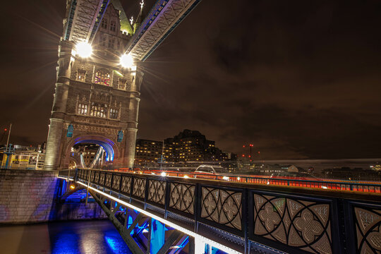 Tower Bridge Open At Night