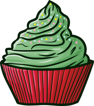 Red Cupcake Cartoon