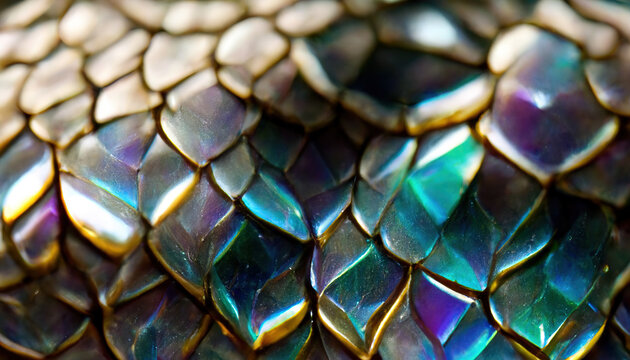 Colorful Snake Scales Close Up