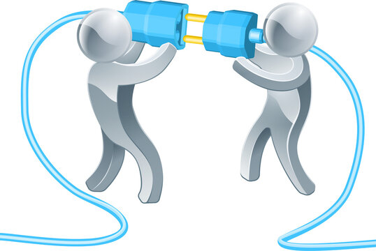 Two People Connect Cartoon Images – Browse 814 Stock Photos, Vectors ...