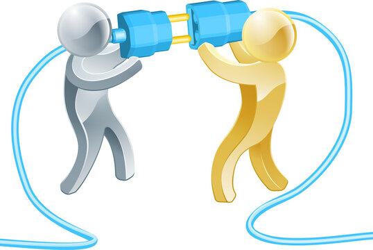 Two People Connect Cartoon Images – Browse 807 Stock Photos, Vectors ...