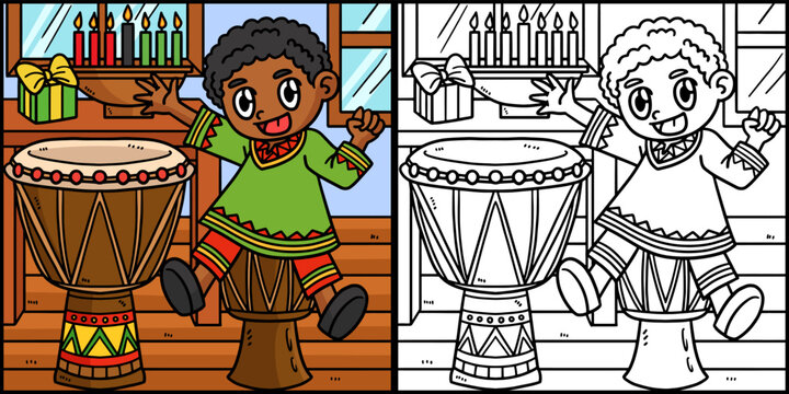 African Drum Coloring Pages