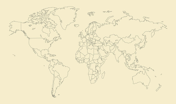 Blank Political World Map Vector