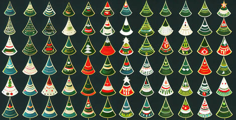 Sewing fabric with many vintage christmas trees as seamless tile ...