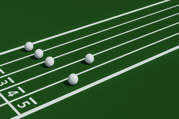 Balls on running track