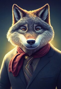 Cartoon Wolf In A Suit