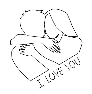 People Hugging In Love Drawings