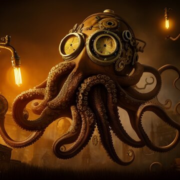 Steampunk Octopus Wallpaper