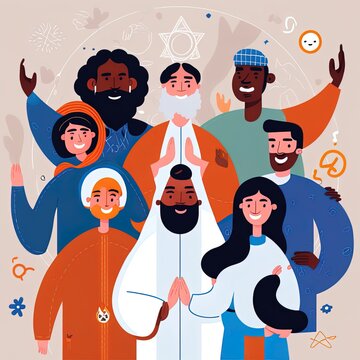 Different Religions People Together Clipart