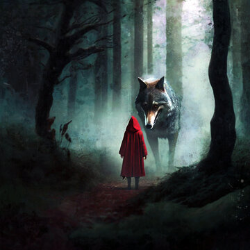 Red Riding Hood Illustration Dark