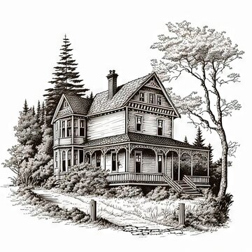 Vintage House Illustration