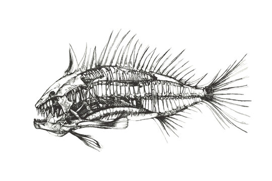 Angler Fish Skeleton Drawing