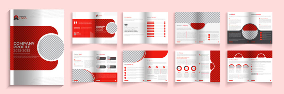 Company Profile Template Editable Red Images – Browse 289 Stock Photos ...
