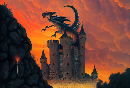 Dragon Over Castle