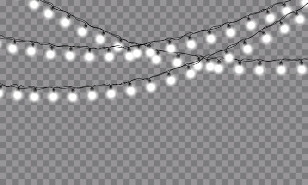 White Christmas Lights Black Background