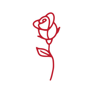 Simple Red Rose Drawing