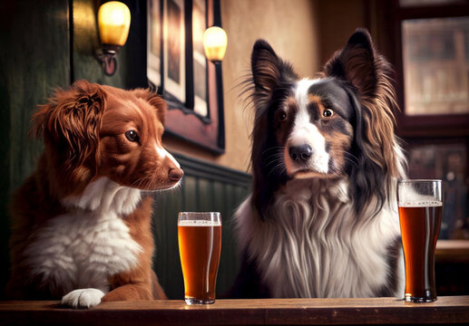 Dogs Drinking Beer