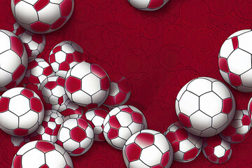 Sewing fabric with Red seamless football pattern for the 2022 World Cup ...