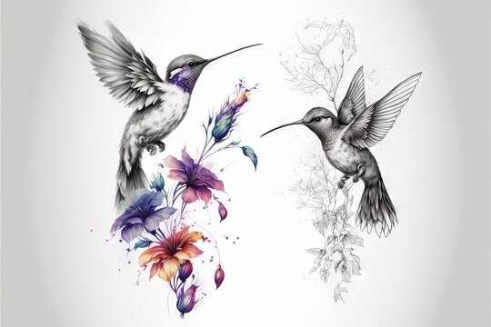 Two Hummingbirds Drawings