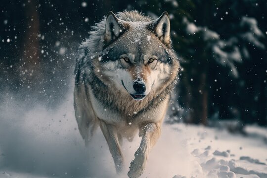 Running Wolves At Night