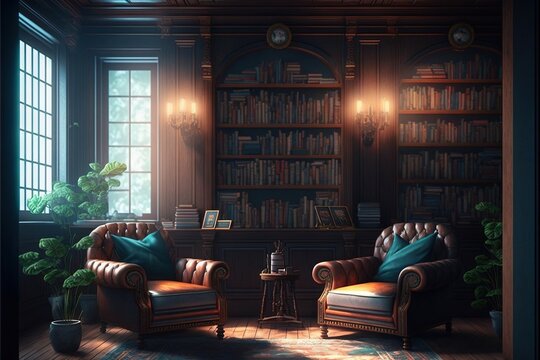 Cozy Library Wallpaper