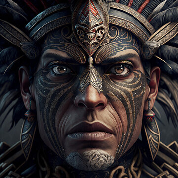 Aztec Warrior Face Drawing
