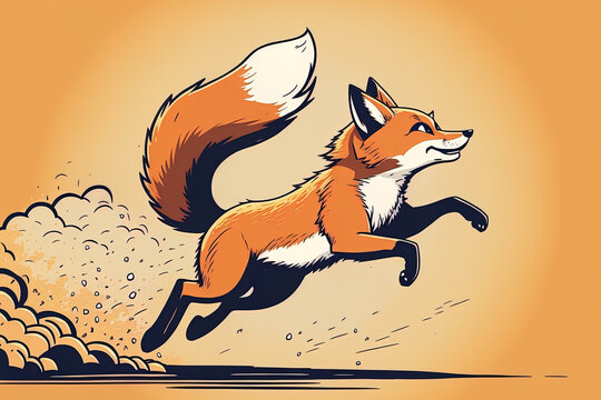 Cartoon Fox Running To The Right