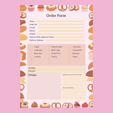 Donut Order Form Template