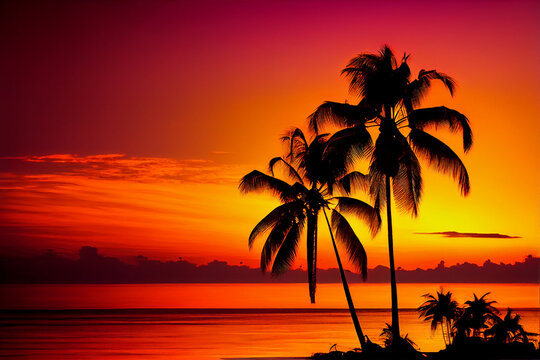 Jamaican Beaches At Sunset