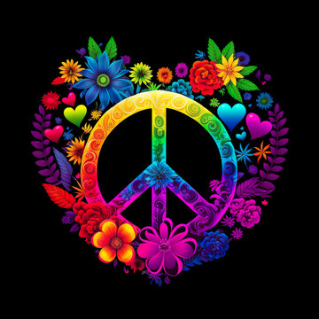 Rainbow Peace Signs Background