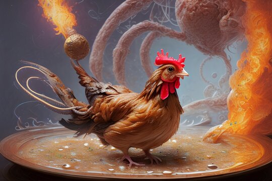 Live Chicken On Fire