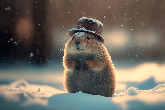 Groundhog In Snow