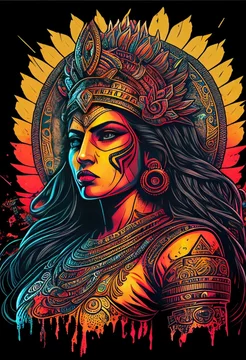 Aztec Warrior And Princess Drawings