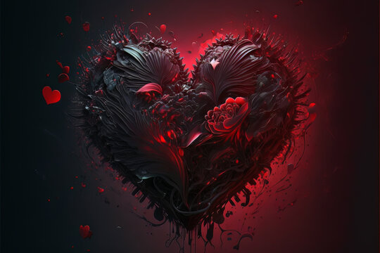 Red Gothic Heart Background