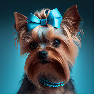 Cute Yorkie With Bow