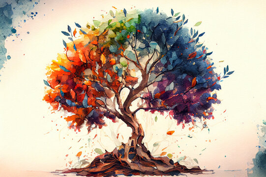 Tree Of Life Watercolor Painting