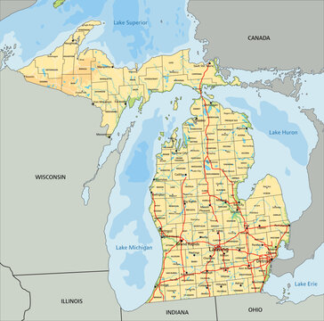 Labeled Map Of Michigan