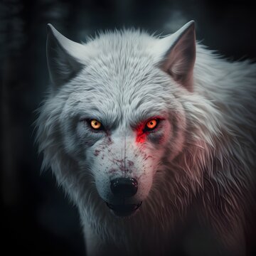 White Wolf With Red Eyes