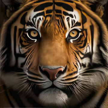 Serious Tiger Face Close Up