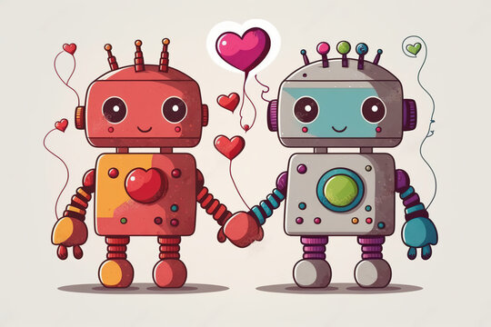 Cute Robot Love Drawing