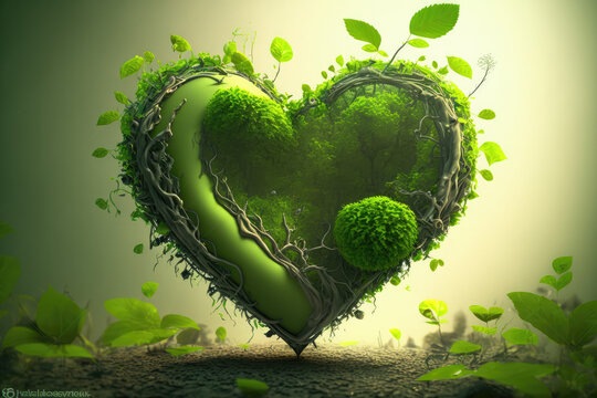 Green Love Heart