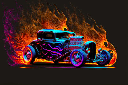 Car With Flames Clipart
