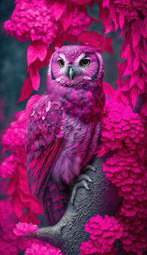 Purple And Pink Owl