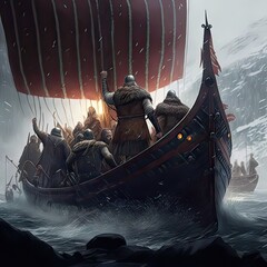 Fototapeta Viking warrior in Valhalla, the mythical afterlife for ...