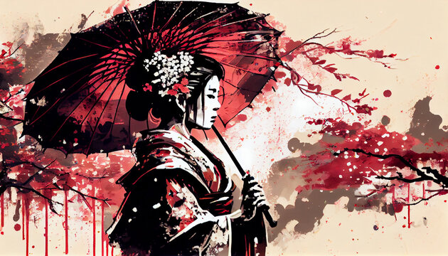 Japanese Geisha Art Wallpaper