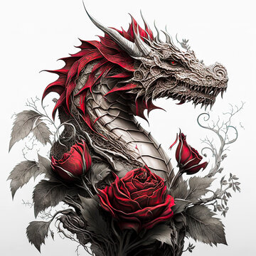 Dragons And Roses Tattoos