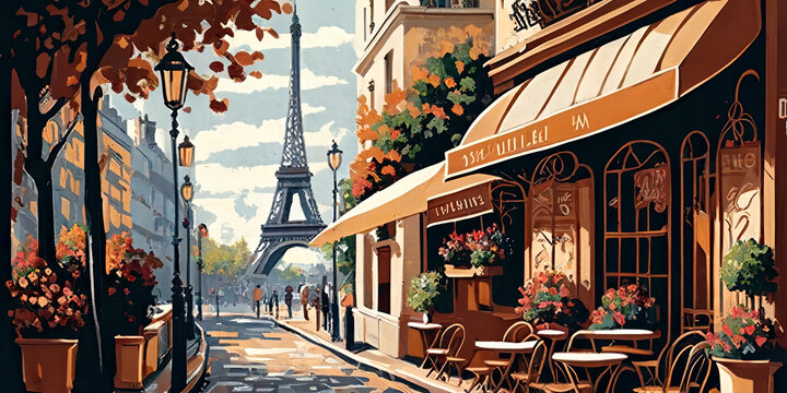 Paris Street Cafe Wallpaper