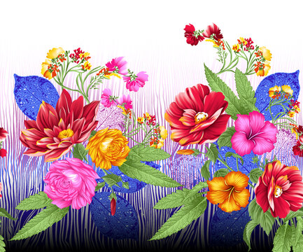 Mixed Flower Border Designs Mix Flowers Frame Png, Png, Floral,