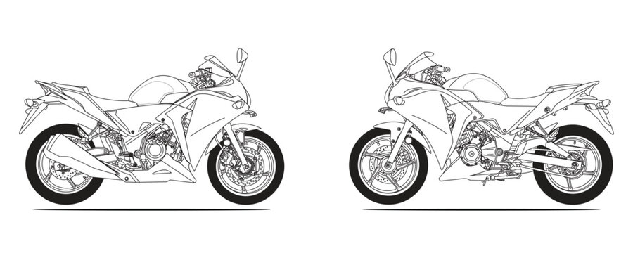 Motorcycle Line Drawing Images – Browse 118,422 Stock Photos, Vectors ...