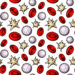 Sewing fabric with Blood cells seamless pattern. Hand drawn ...